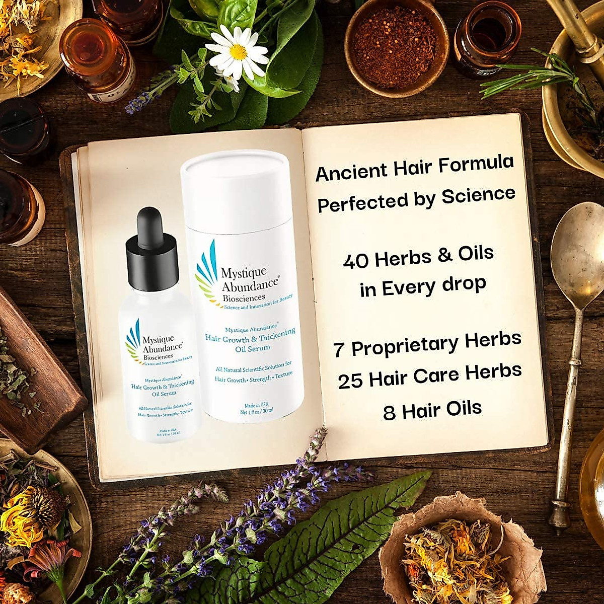 Herbal Hair Growth Oil: Extra Strength Serum for Growth, Anti-Thinning & Hair Fall, Tangle-Free Tresses, Soothe Dandruff, Dry & Itchy Scalp, and Combat Male Pattern Baldness