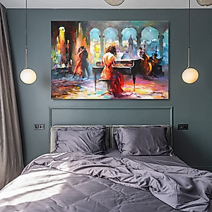 Romantic Couple Canvas, Piano Wall Decor, Sparkling Dance Pleasure Canvas, Abstract Music Wall Decor Canvas Wall Art Living Room Posters Bedroom Paintings And Picture Prints Modern Home Bedroom Decora
