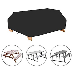StorMaster Outdoor Picnic Table Cover Waterproof Heavy Duty 70 72 Inch Patio Picnic Kitchen Table Bench Seat Cover Winter, Black
