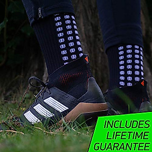 LUX Anti Slip Soccer Socks, Non Slip Football/Basketball/Hockey Sports Grip Pads Socks White Large
