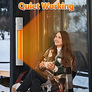 Electric Patio Heater, 1500W Outdoor Heater with 3 Power Settings, Remote Control, Outdoor/Indoor Wall-Mounted Infrared Heater with Fast Heating and Overheat Protection for Large Room, Garage