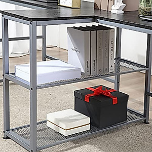 HOMCOM 83" Two Person Computer Desk with 2 Storage Shelves, Double Desk Workstation with Book Shelf, Long Desk Table for Home Office, Black