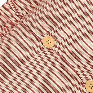 VHC Brands Sawyer Mill Ticking Striped Cotton Farmhouse Pillow 22x14 Filled Bedding Accessory, 14x22, Red Country