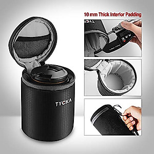 TYCKA Lens Pouch, Water Resistant Camera Lens Case Bag with Zipper for DSLR Camera Lens 4 Sizes, Black