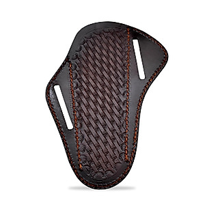 Hercules Knives Custom Leather Sheath Slanted Pancake Tooled Leather Sheath/Camping Knife Sheath/Hunting Knife Sheath 100% Real Laether Cover/Both Side Carry Design