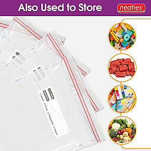 Neaties Heavy Duty 2 Gallon Double Zip Lock Bags for Kitchen or Storage, Food Storage Freezer Slider Bags 13"x16", 100pcs