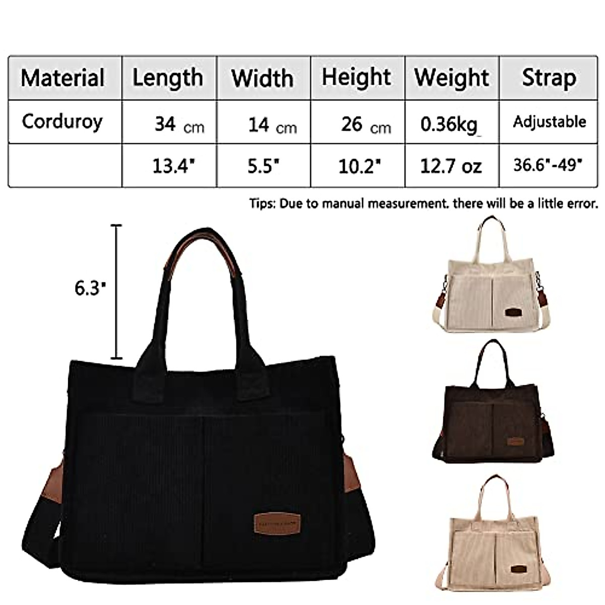 GOQUFOY Corduroy Tote Bag for Women with Zipper Pockets Beige Cross Body Purses Canvas Crossbody Work Satchel Handbags Cute Puffer Shoulder Bag School Hobo Travel Hand Bags Messenger Teen Girls Trendy