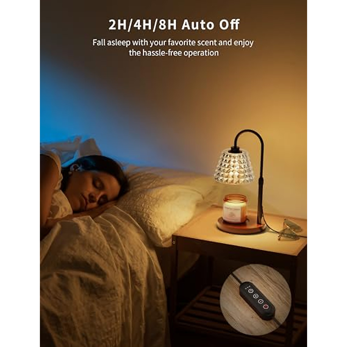 Candle Warmer Lamp with Timer - Adjustable Height w/2 Bulbs, 4 Levels Dimmable -Ideal Bedroom Home Decor & Graduation Gifts for Women Electric Wax Melter Widened Design for Various Scented Candles