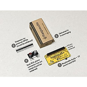RASPIAUDIO Audio DAC Hat Sound Card (Audio+V2) for Raspberry PI5 All Models Pi4 /Pi Zero / Pi3 / Pi3B / Pi3B+ / Better Quality Than USB