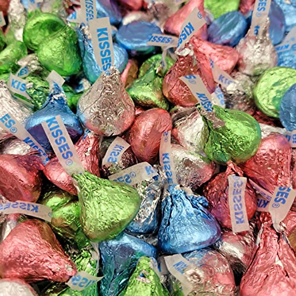 Hershey's Kisses Easter Milk Chocolate – Easter Chocolate Candy Individually Wrapped in Green, Blue and Pink Pastel Foils – Bulk Party Pack (2 Pound (Pack of1))