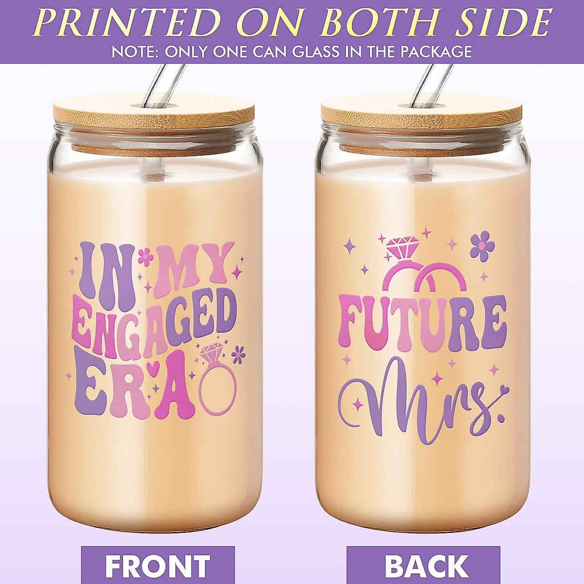 Engagement Gifts for Her Women, Bridal Shower Gifts for Bride to Be, Bachelorette Gifts for Bride Future Mrs, Fiance Gifts for Women, Newly Engaged Gifts Basket w/ 16Oz In My Engaged Era Can Glass Cup