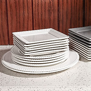 Wareland Bright White Embossed Dots Square Dessert Plates Set of 6, Ultra-fine Porcelain 6 inch Appetizer Plates, Farmhouse Salad Plates Set for Sides, Dessert, Snack, Small Heavy Duty Dinner Plates