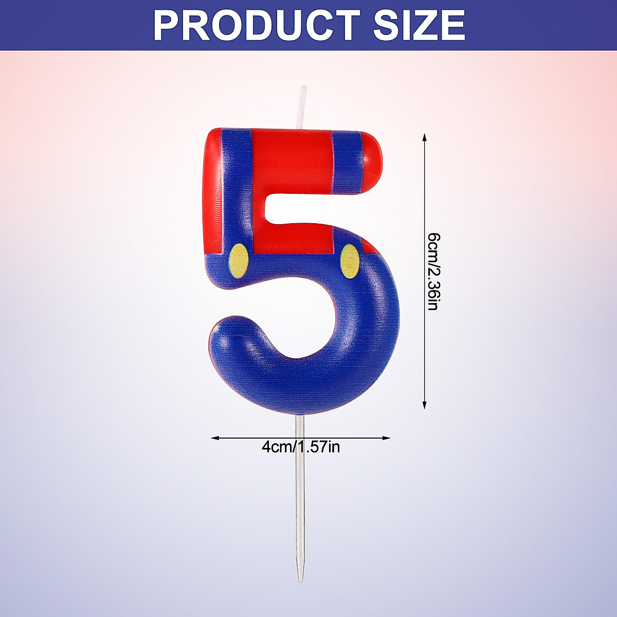 Suspender Trousers Birthday Number Candles, Red Blue Cake Candles Cartoon Cake Topper Candles Cake Decorations for Boys Kids Birthday Party Baby Shower Supplies (Number 5)