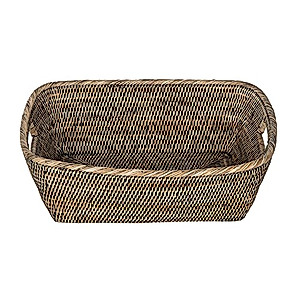La Jolla Oblong Rattan Storage and Shelf Basket, Black-Wash