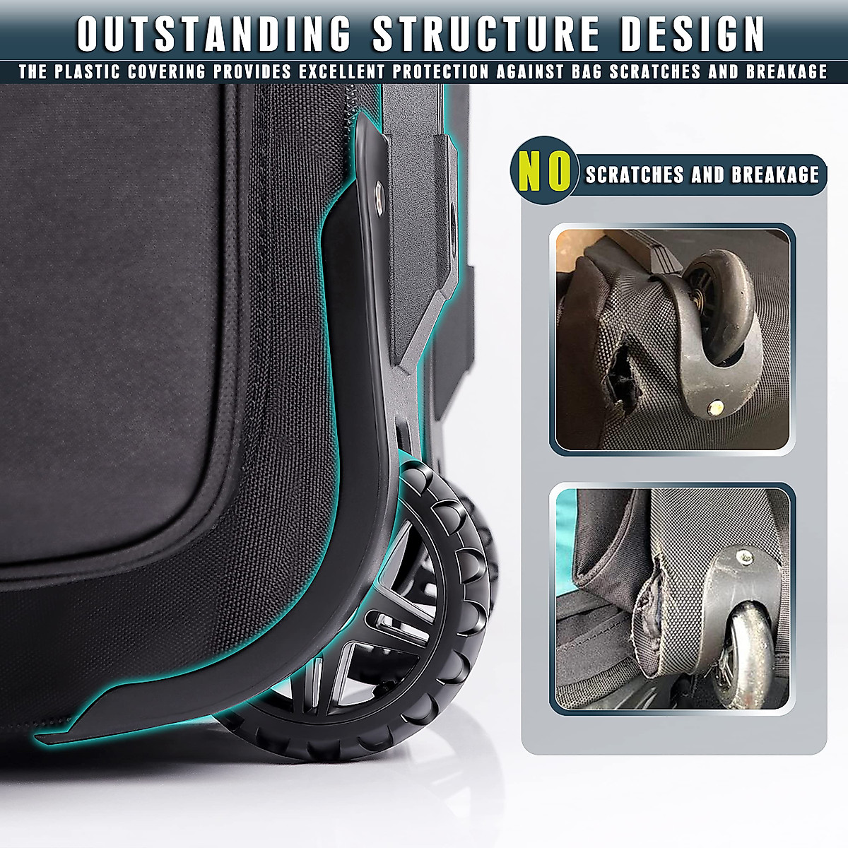 CHAMPKEY Premium Soft-Padded Golf Travel Bag with Anti-Impact Support System - 1200D Oxford Fabric Golf Travel Cover (Travel Bag with Grey Support Rod)