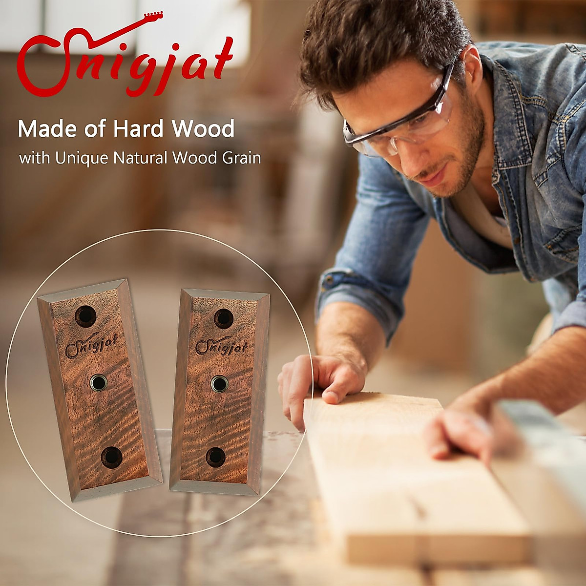 SNIGJAT Guitar Wall Mount, Hardwood Guitar Wall Hanger, 2 Pack Guitar Hanger, V-Shaped Guitar Holder Wall Mount, Guitar Accessories for Acoustic Electric Guitar Bass, Gift for Guitar Player