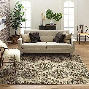 Mohawk Home Belgravia Transitional Geometric, Ornamental Gray 8' x 11' Area Rug Perfect for Living Room, Dining Room, Office