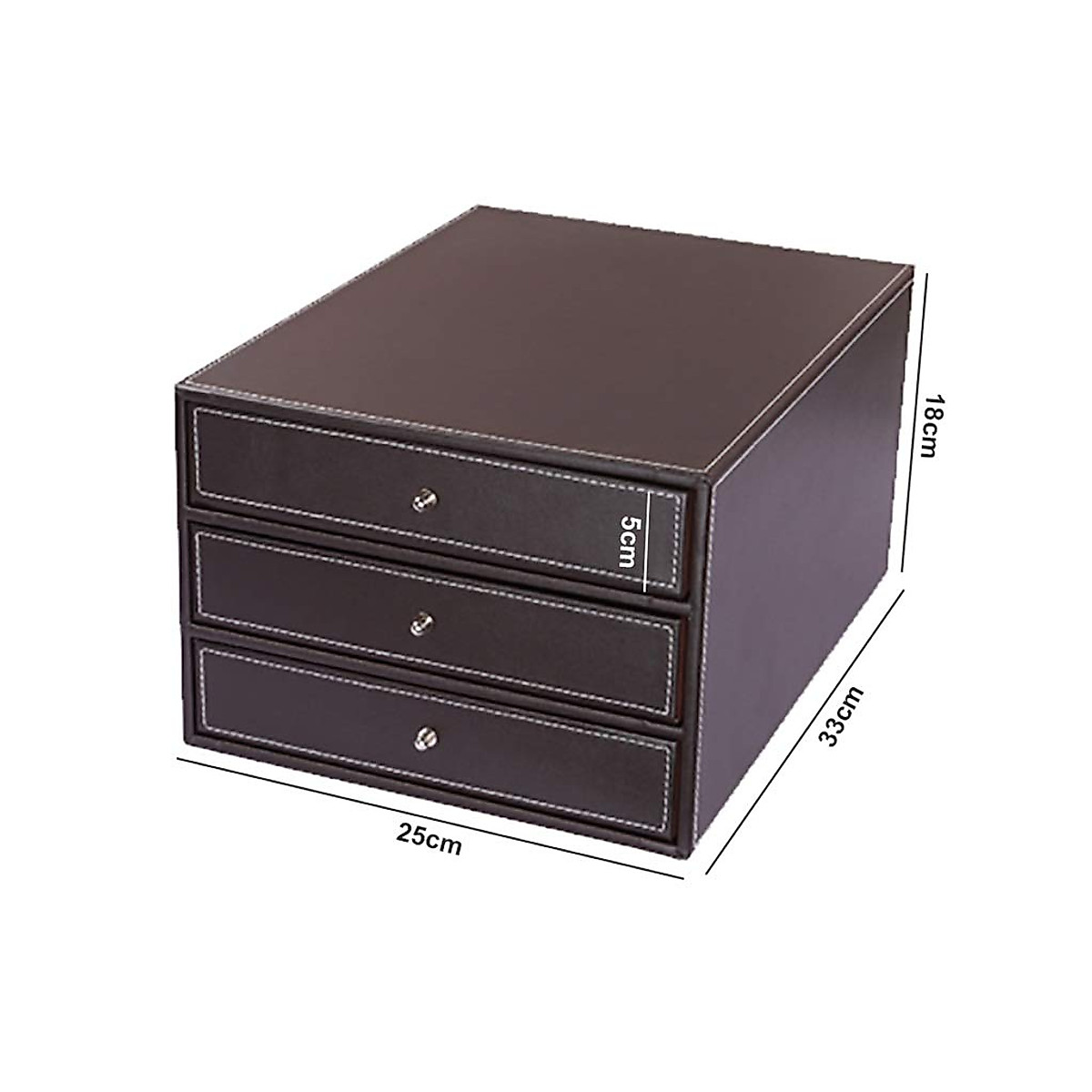 LEYT 3Drawer Organizer，Multi-Functional Leather File Cabinet Office Supplies Desktop Storage-2Color (Color : A1)