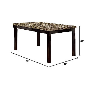 Benzara Slick Finish Faux Marble & Pine Wood Dining Table, Brown