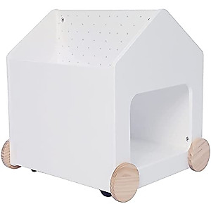 JOLIE VALLÉE TOYS & HOME Wooden Kids Bookshelf, 2 in 1 Children's Bookcase with Toy Storage, Baby Book Organizer with Wheels, Book Cabinet/Book Rack/Toy Box White
