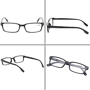 Kerecsen 4 Pack Reading Glasses for Women/Men Spring Hinges Readers Glasses Lightweight Eyeglasses (4 Pack Black, 1.75)