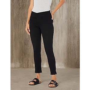 NYDJ womens Petite Skinny Ankle Pull-on | Slimming & Flattering Fit jeans, Black, 16 Petite US