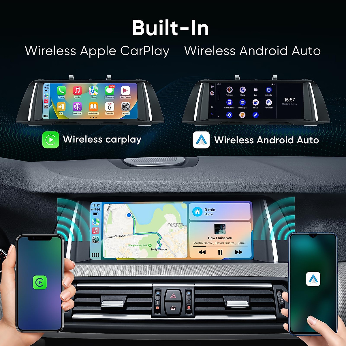 for BMW 5 Series F10 F11 (2013-2016) NBT Upgrade Radio Stereo Car Radio Qualcomm 665 (4GB + 64GB) Built-in 4G LTE GPS Navigation Wireless Apple CarPlay Android Auto10.25 inch Touch Screen 1920 x 720