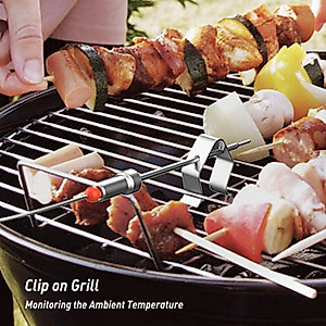 Bluetooth Meat Thermometer for Smoker Oven Grill, Smart Wireless Grill Thermometer for Grilling and Smoking, Remote Phone APP BBQ Thermometer with 6 Meat Probes AidMax WR01