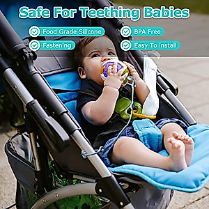 4 Pack Pacifier Clip, Toy Safety Straps, Conch Design Silicone Adjustable Baby Pacifier Teether Straps, 4pcs Toddler Toy Bottle Harness Straps for Strollers, High Chair, Cribs, Bags, BPA Free