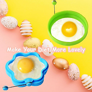 Silicone Egg Rings,Cute Egg Molds,Food Grade Egg Cooking Rings,Multicolor Egg Ring Set,Reusable Fried Egg Molds,Multi-shapes Molds for Cooking(4Pcs, 4 Inches)