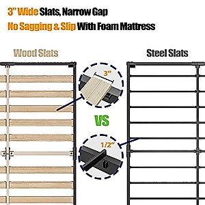 Cleaniago Twin Size Bed Frame, Wooden Slats Support, 16 Inch High, Heavy Duty 2500 Pounds Support for Mattress, No Box Spring Needed, Noise Free, Easy Assembly, Black