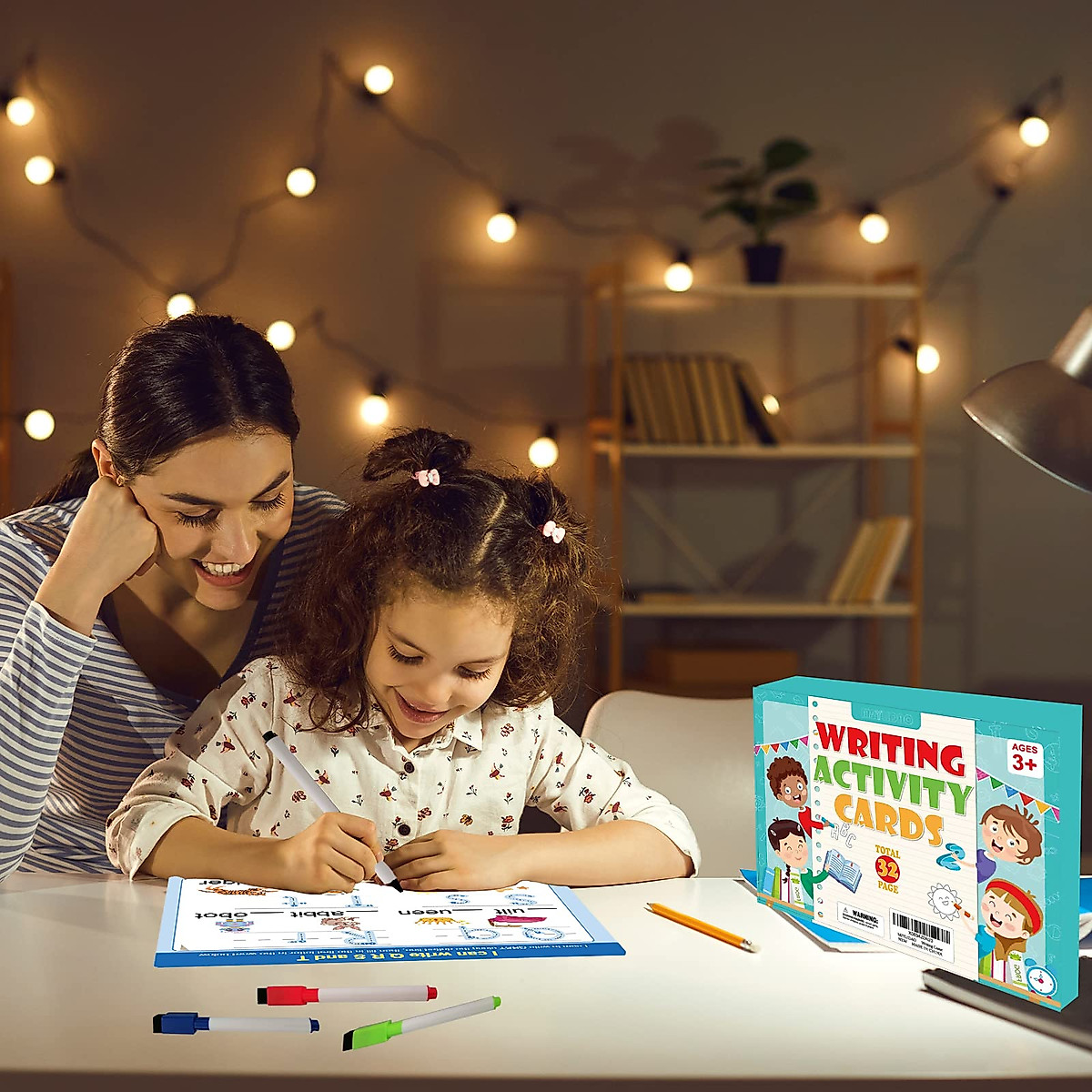 Preschool Learning Activities Educational Games, Busy Book-Learn Alphabet Number Line Tracing Drawing with 16 Activity Mats 4 Markers Montessori Toys For Toddlers Homeschool Supply Ideal Gift For Kids