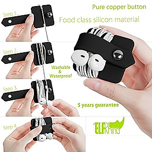 ELFRhino Headphone Case Cord Organizer Earbuds Holder Earphones Case Wrap Winder Headset Keeper Cord Manager Cable Organizer Black