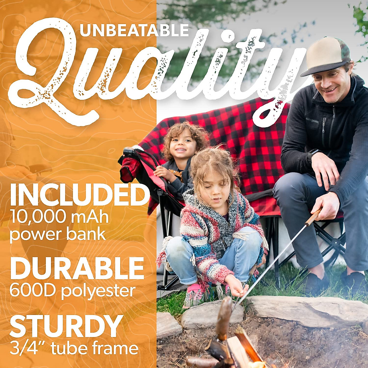 Kuma Outdoor Gear Bear Buddy Heated Chair, 39D x 10W x 10H Inch, Red/Black