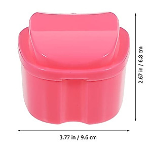 Healifty 4Pcs Denture Case Bath Case Cup Box Holder Storage Soak Container with Strainer Basket for Travel Retainer Cleaning