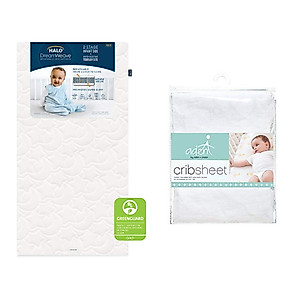 HALO DreamWeave Breathable Mesh Baby Crib Mattress and Aden + Anais Essentials Classic Crib Sheet, White