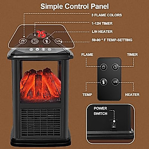 Mini Small Indoor Electric Fireplaces Lanterns Space Heaters Stove 3D Flame Freestanding Portable Electric Fireplace Space Heaters for Indoor Use with Remote Timer Thermostat