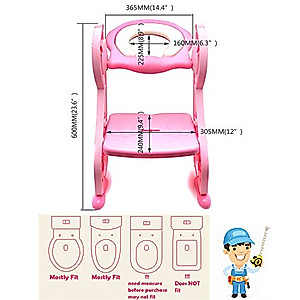 HTTMT- Giraffe Potty Training Toilet Ladder Seat With Upgraded Cushion Step Stool Ladder Toilet Chair/Toilet Trainer for Baby Toddler Kids Children In Pink [P/N: ET-BABY001-PINK STEP]