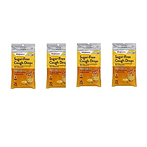 Walgreens Sugar Free Cough Drops, Honey Lemon 25 ct(Pack of 4) Total 100