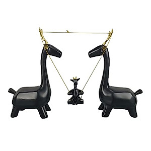 Reindeer Decor Statue Resin Deer Sculpture 3PCS Black Deer Family Set Deer Home Decor Parents with Child Decoration for Home Office Decor Black