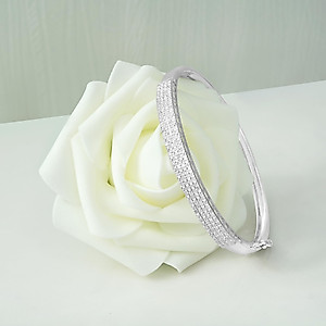 Timeless Love 1/2 CTTW Diamond 7.25" Bangle Bracelet Set in Sterling Silver, Dainty Jewelry for Women, Women’s Fashion Bracelets, Diamond Luxury Bangle for Women