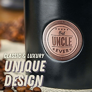 Onebttl Uncle Gifts Coffee Mug with Golden Badge from Niece and Nephew, 15oz/450ml Ceramic Mug for Father's Day, Christmas, Birthday - Best Uncle Ever