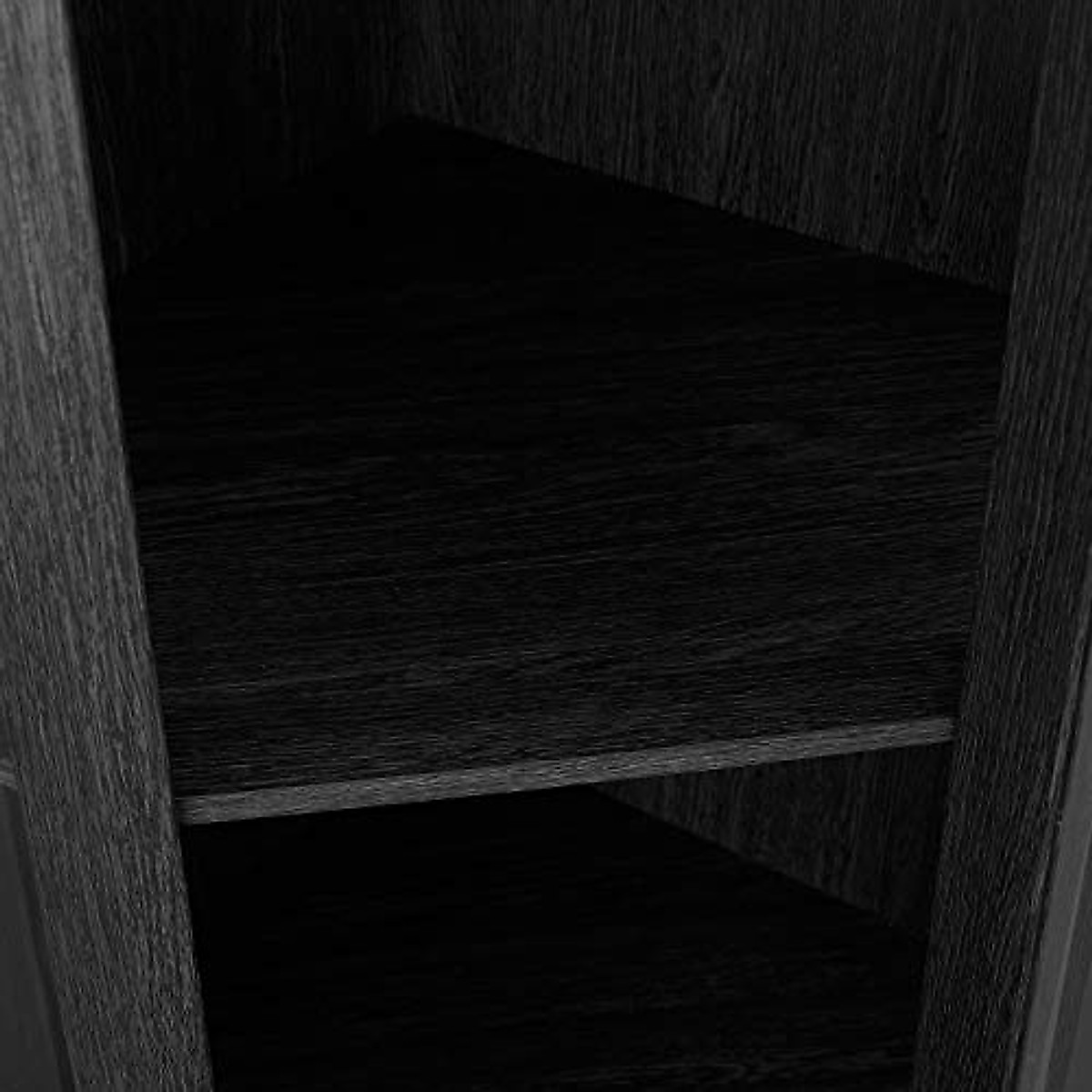 Home Source Corner Bar Unit 73" Charcoal with Two Glass Shelves, Built-in Wine Rack, | Storage | Living Room, Home Office, Kitchen, Small Space (Charchoal/Black, 73" Corner Bar)