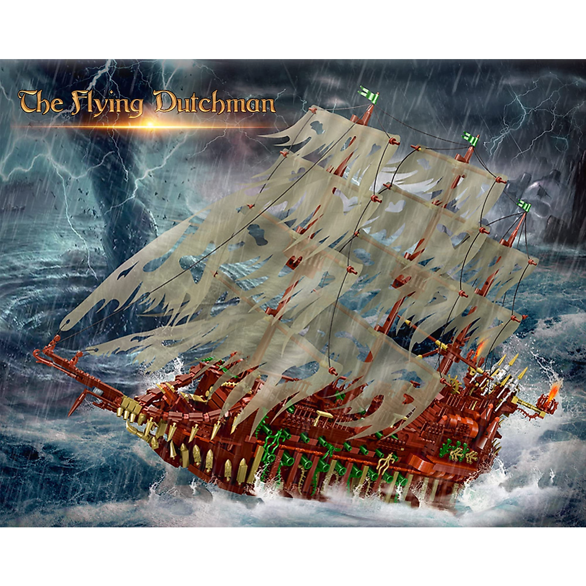 Addshiny The Flying Dutchman Caribbean Pirate Ship Model Building Blocks Kit, MOC Sailboat Model Set Construction Assembly Toy for Kids and Teens (3653 PCS)