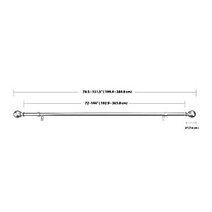 Amazon Basics 1-Inch Curtain Rod with Round Finials - 1-Pack, 72 to 144 Inch, Nickel & Adjustable Curtain Rod Wall Bracket Hooks, Set of 2, Silver Nickel