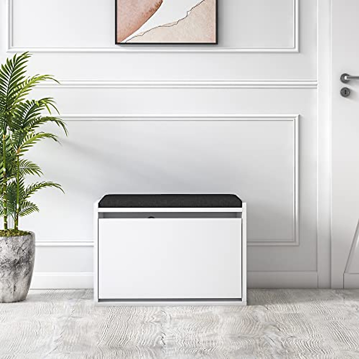 Ruumstore Tona Shoe Cabinet, 1 Flip Drawer Shoe Storage with Padded Seat Cushion