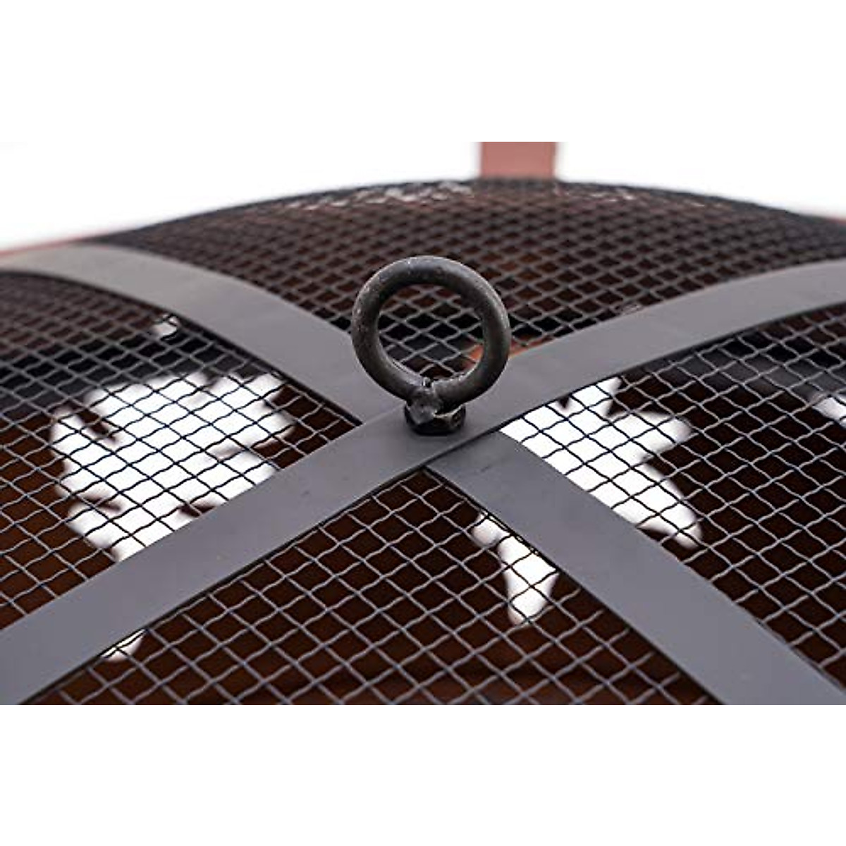 Mcombo 32" Metal Bronze Fire Pit Round Table Backyard Patio Terrace Fire Bowl Heater/BBQ/Ice Pit with Charcoal Rack Waterproof Cover 0146, Bronze