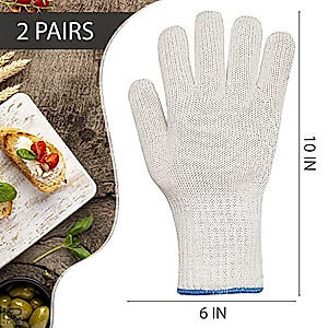 White Gloves for Handling Hot Food - 2Pair Pot Holders for Kitchen Heat Resistant Cooking Gloves for Cooking Heat Resistant Oven Mitts and Pot Holders Sets- Grilling Gloves Outdoor Kitchen Accessories