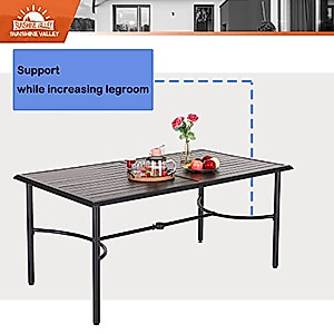 SUNSHINE VALLEY Outdoor Dining Sets 7 PCS, Patio Dining Chairs 6 PCS Metal Material 66.9X 38x29.1 Rounded Support Dining Table with 1.57” Umbrella Hole for Outdoor Kitchen Lawn Garden,Bistro,Deck.