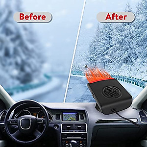 Upgrade Portable Car Heater,12V 150W Car Defroster Windshield Defogger 360° Rotatable,3 in 1 Car Heater Fast Heating & Cooling & Air Purify Plug in Cigarette Lighter for All Car